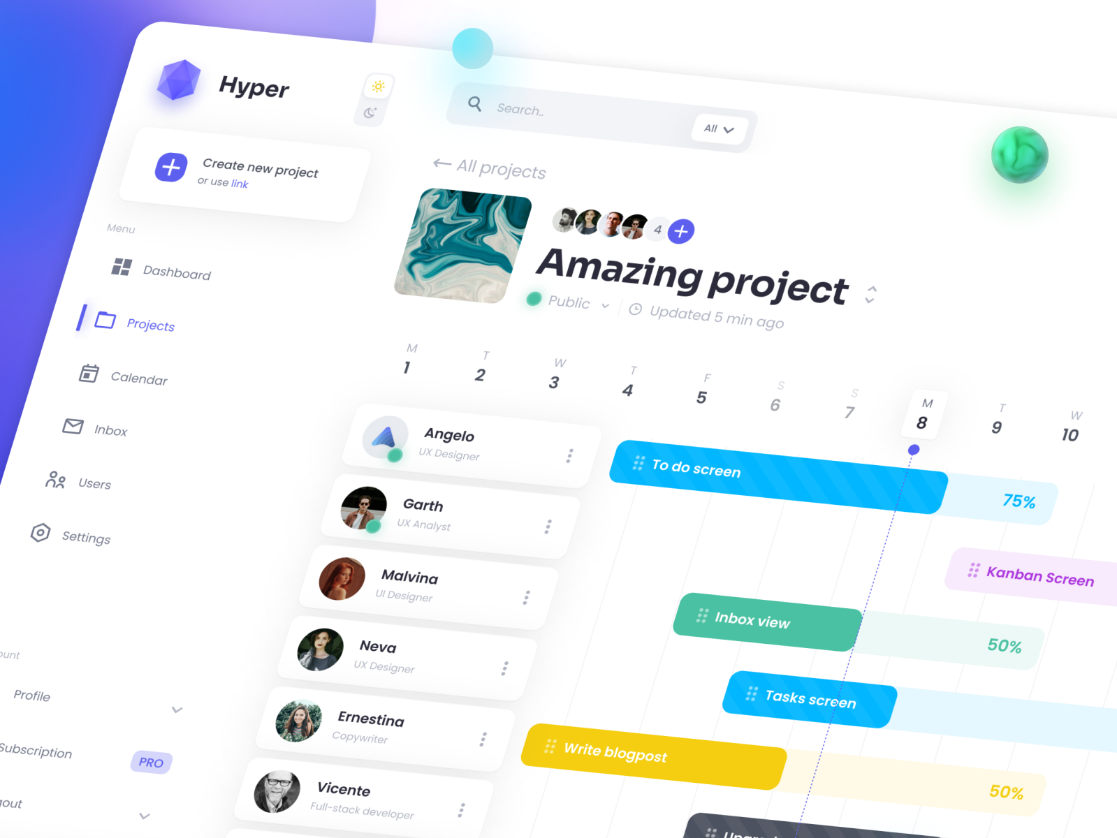 Hyper dashboard design kit - Project timeline by Angelo Libero Designs ...