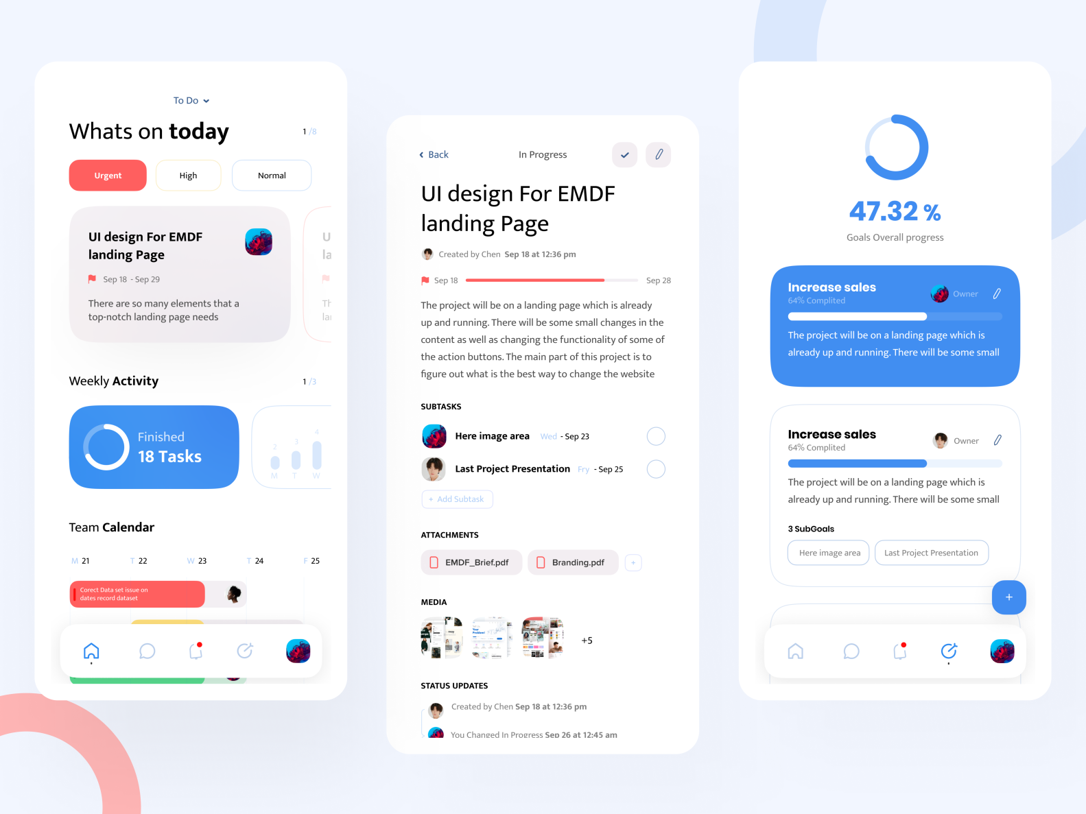 Task management app by Nick Buturishvili on Dribbble