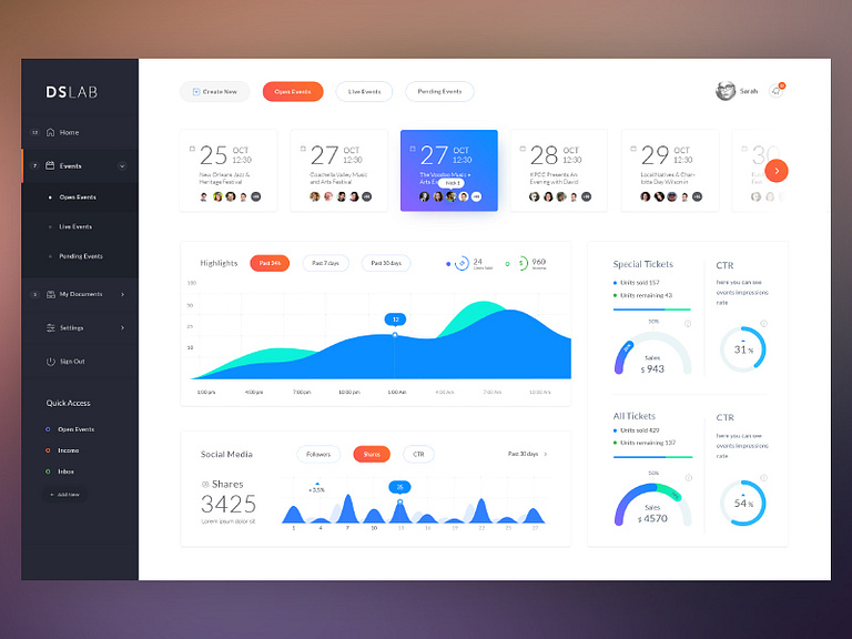Events Dashboard by Nick Buturishvili on Dribbble