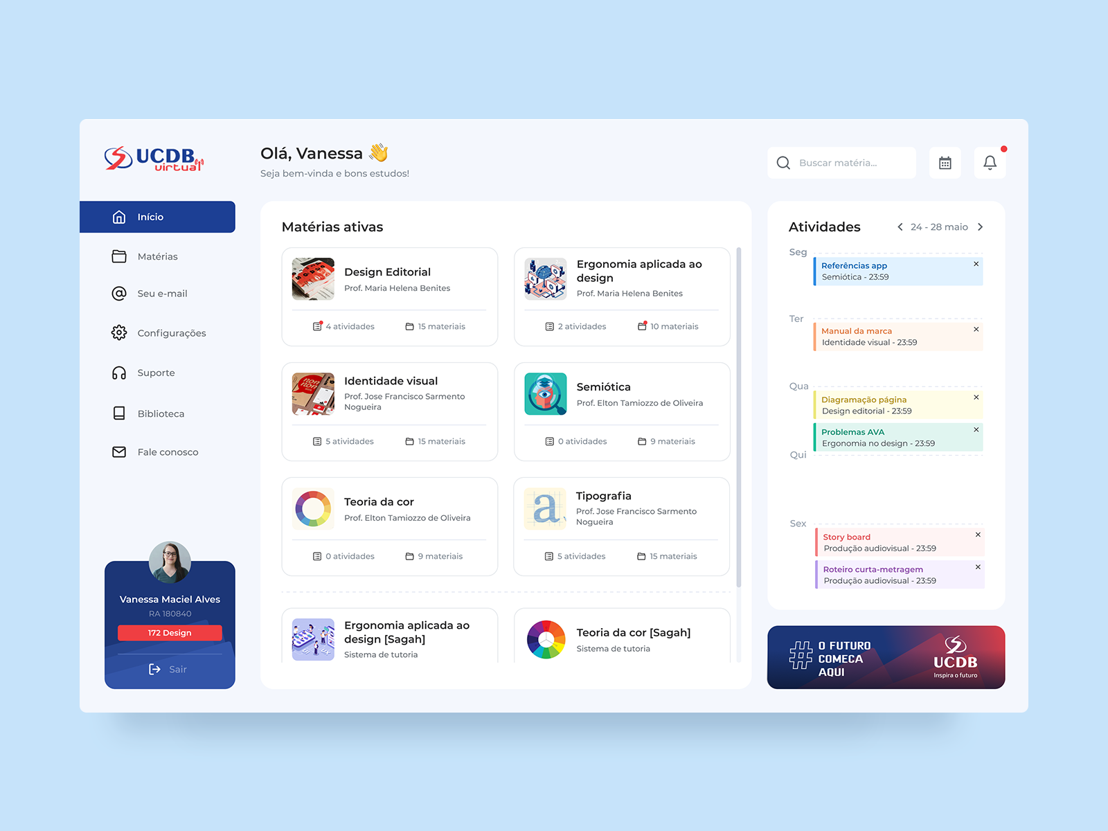 Online college - Dashboard by Vanessa Maciel on Dribbble
