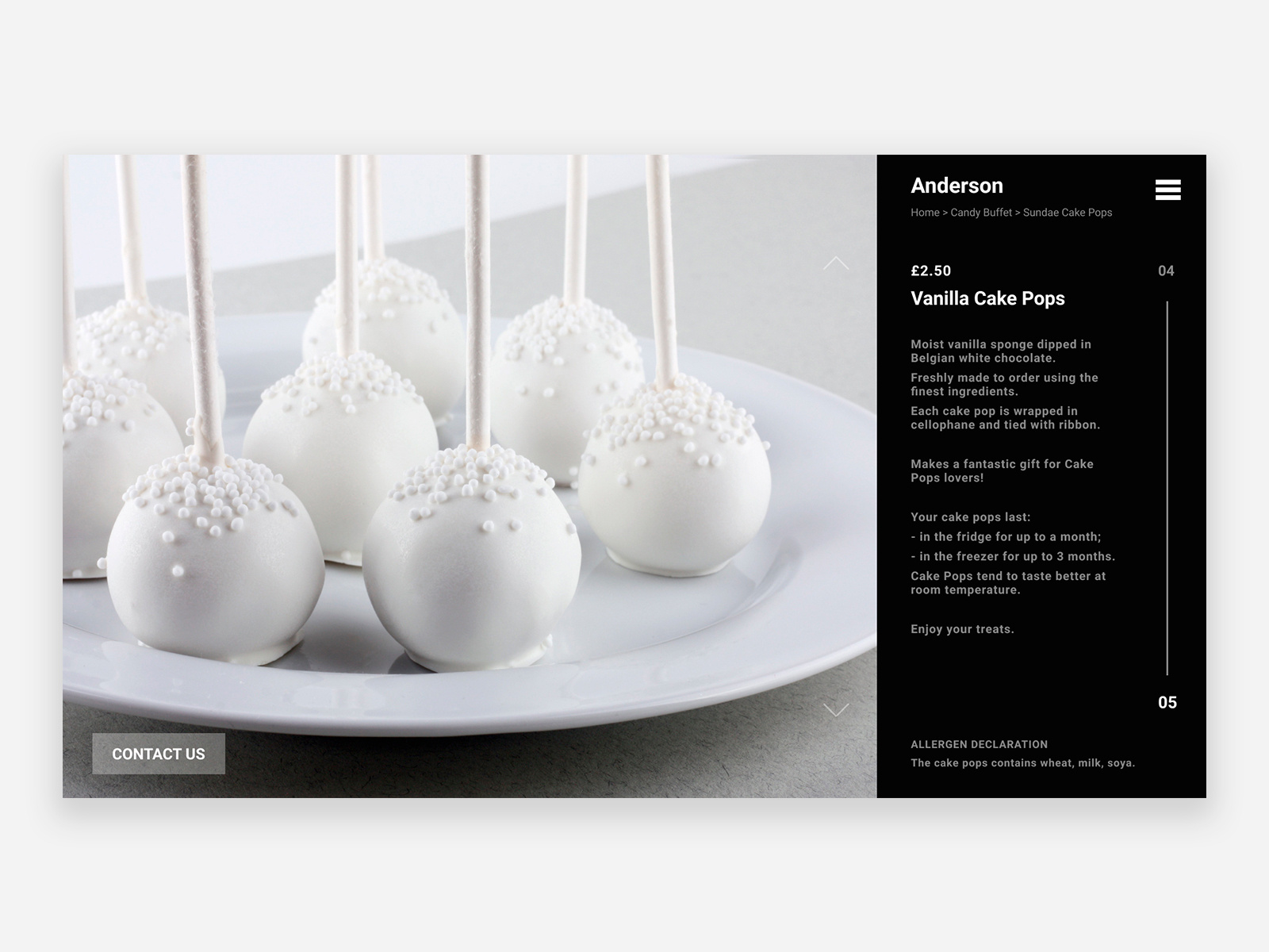 Anderson Cake Bar Website by Kristina Golovanova on Dribbble
