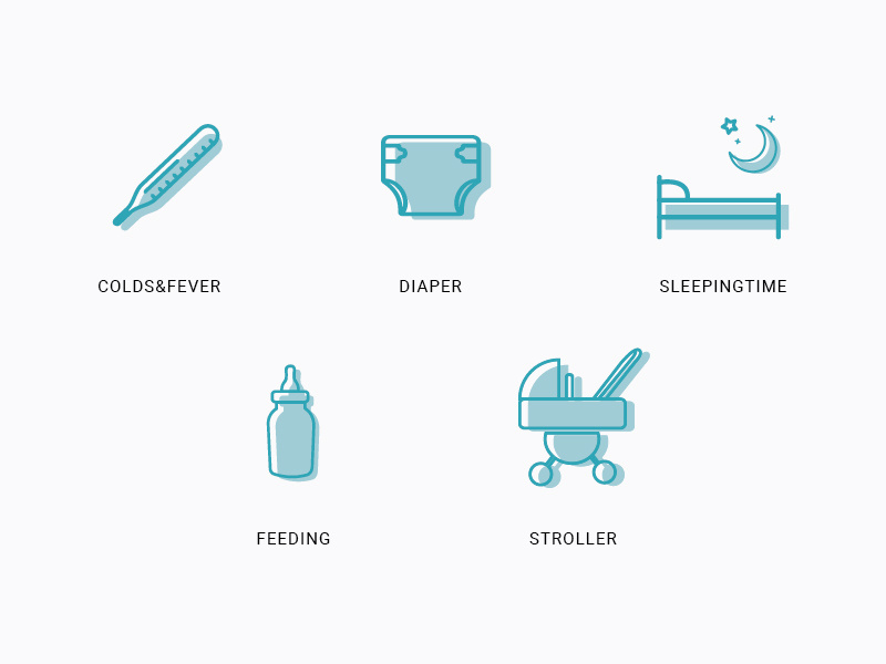 A set of icons for baby care by Mindy Wu on Dribbble