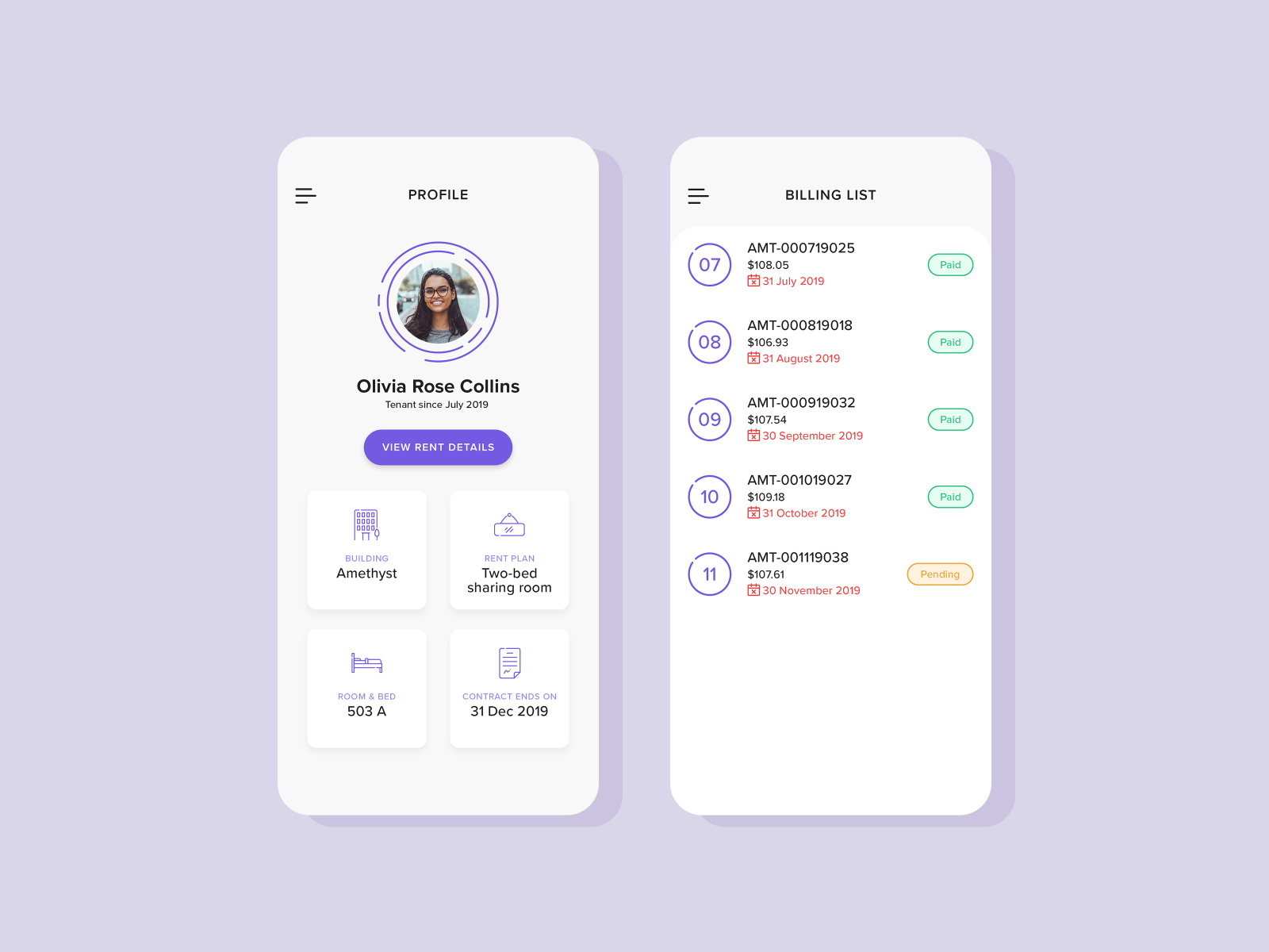 Dormitory Mobile App Design for Tenants by Sarah Verdad on Dribbble