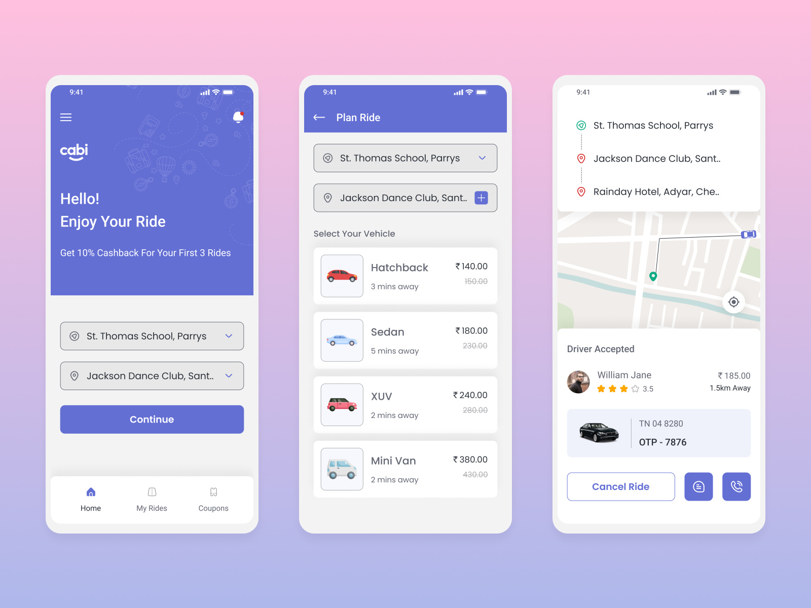 Cabi_Taxi app UI design by Syedingsoft on Dribbble