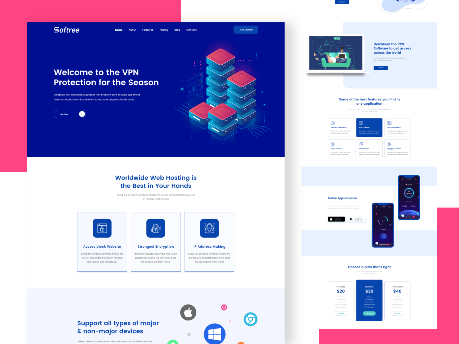 VPN Landing Page Design by Uturn-Themes on Dribbble