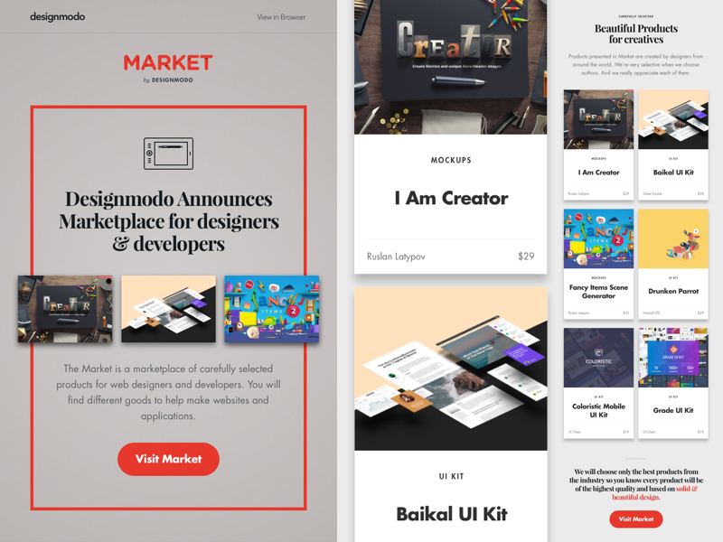 Market Email Newsletter Freebie by Vladimir Kudinov for Designmodo on ...