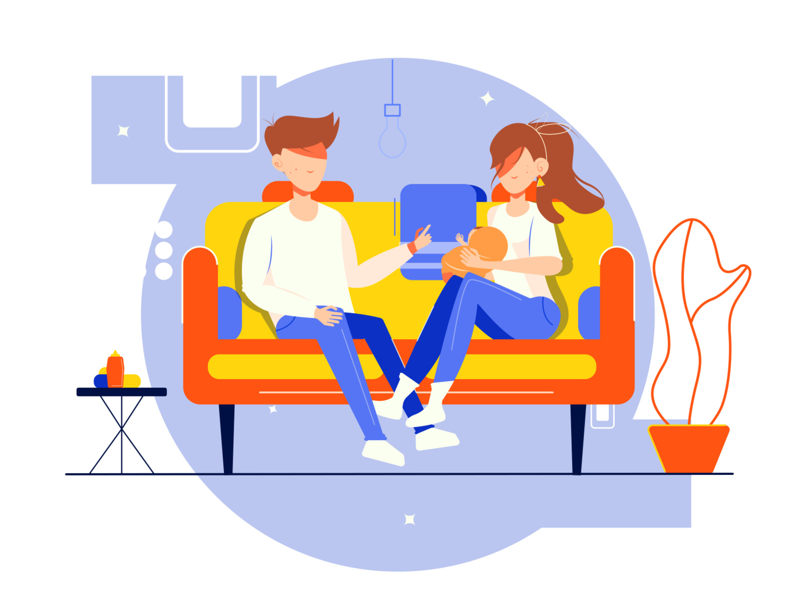 The illustration depicts a family by Nikita_Krushko on Dribbble