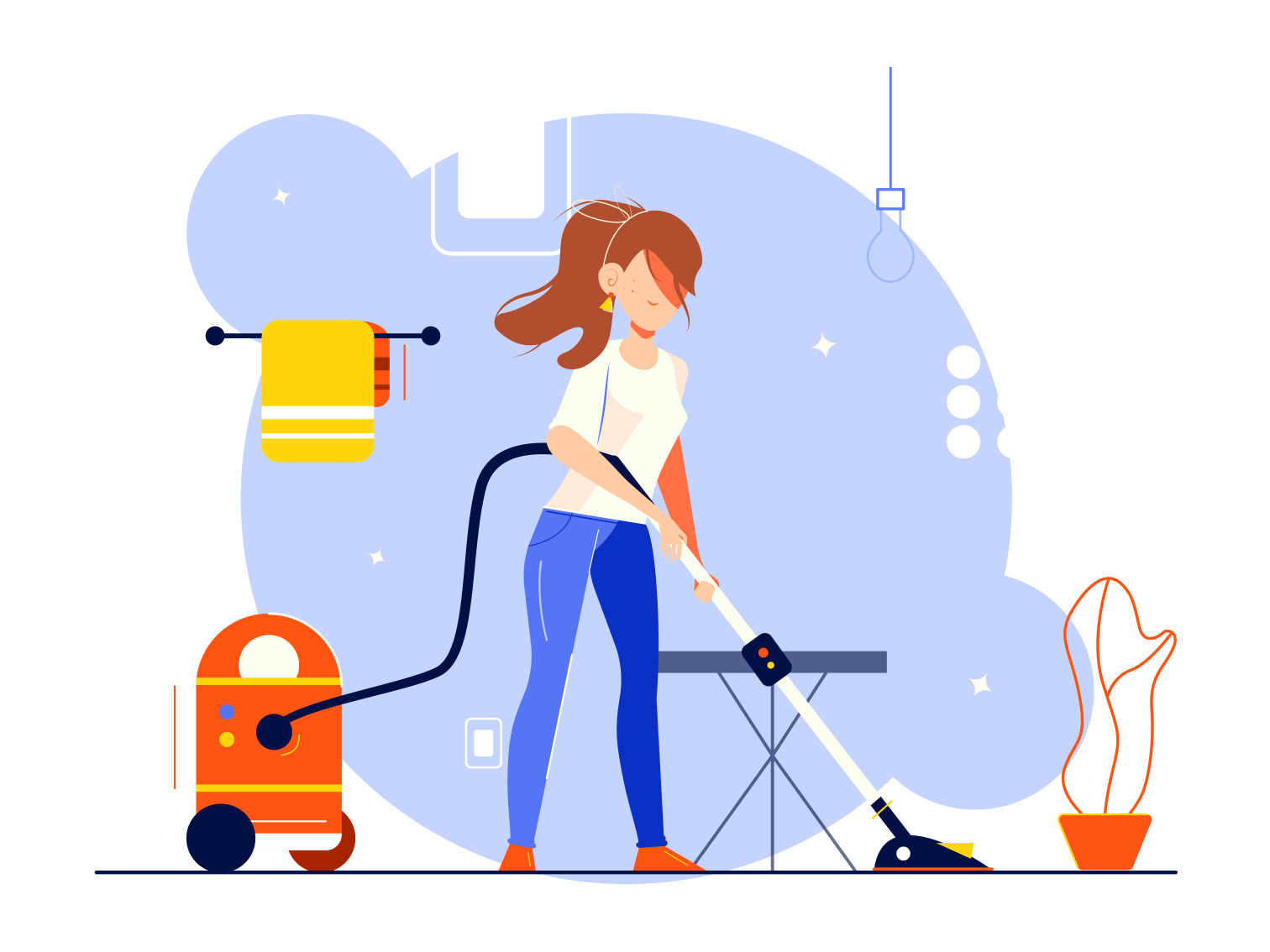 The illustration shows a girl who vacuums the floor by Nikita_Krushko ...