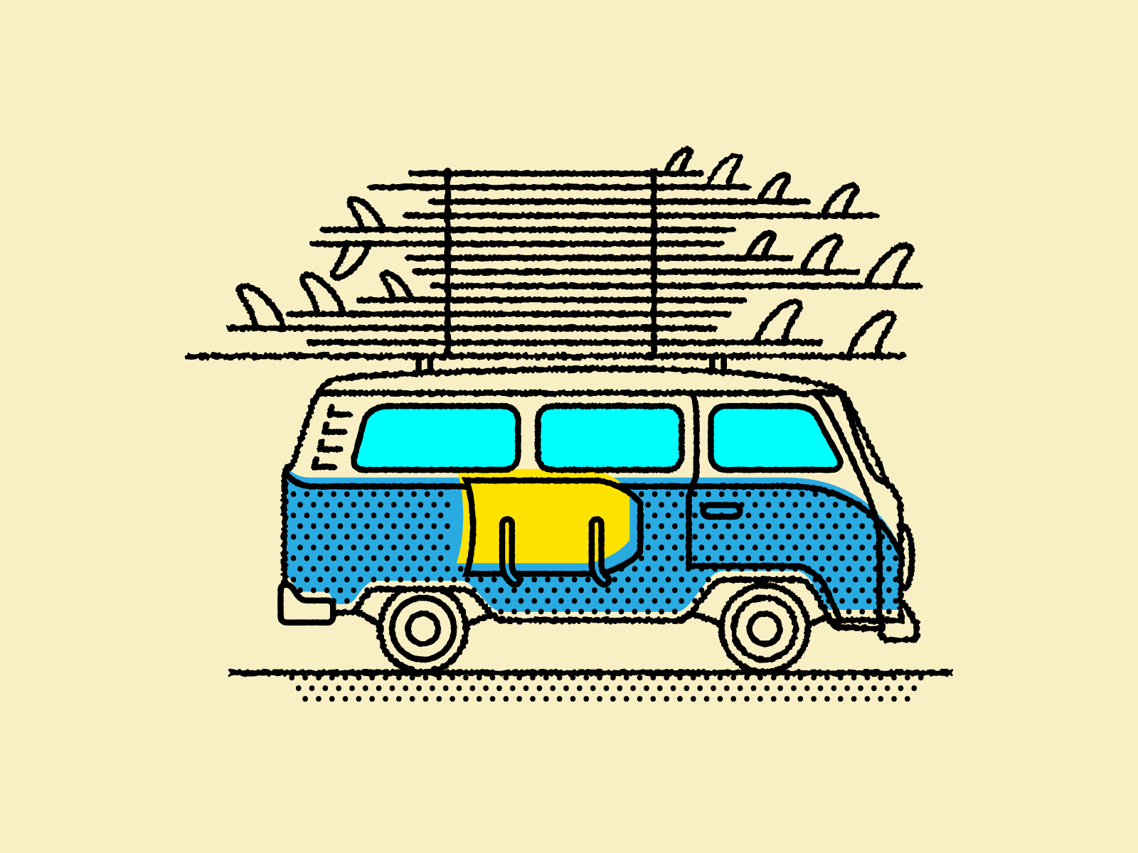 VW surf van illustration. by Ralph on Dribbble