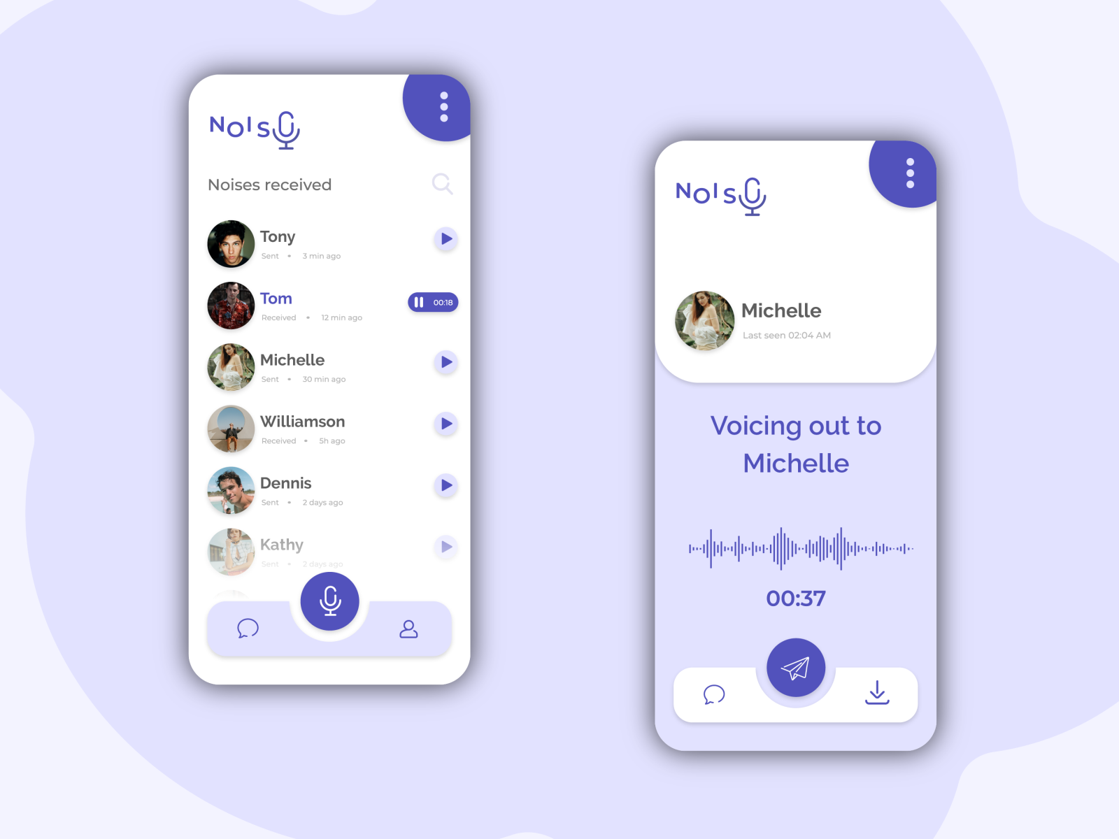 Noisy - A concept design for recording chat by Zaufolio on Dribbble