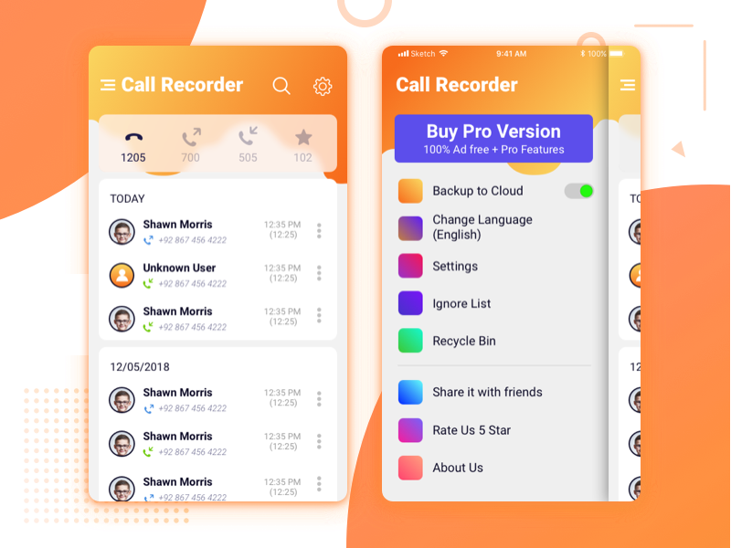 Call Recorder =LIGHT THEME= by irfanfaiz on Dribbble