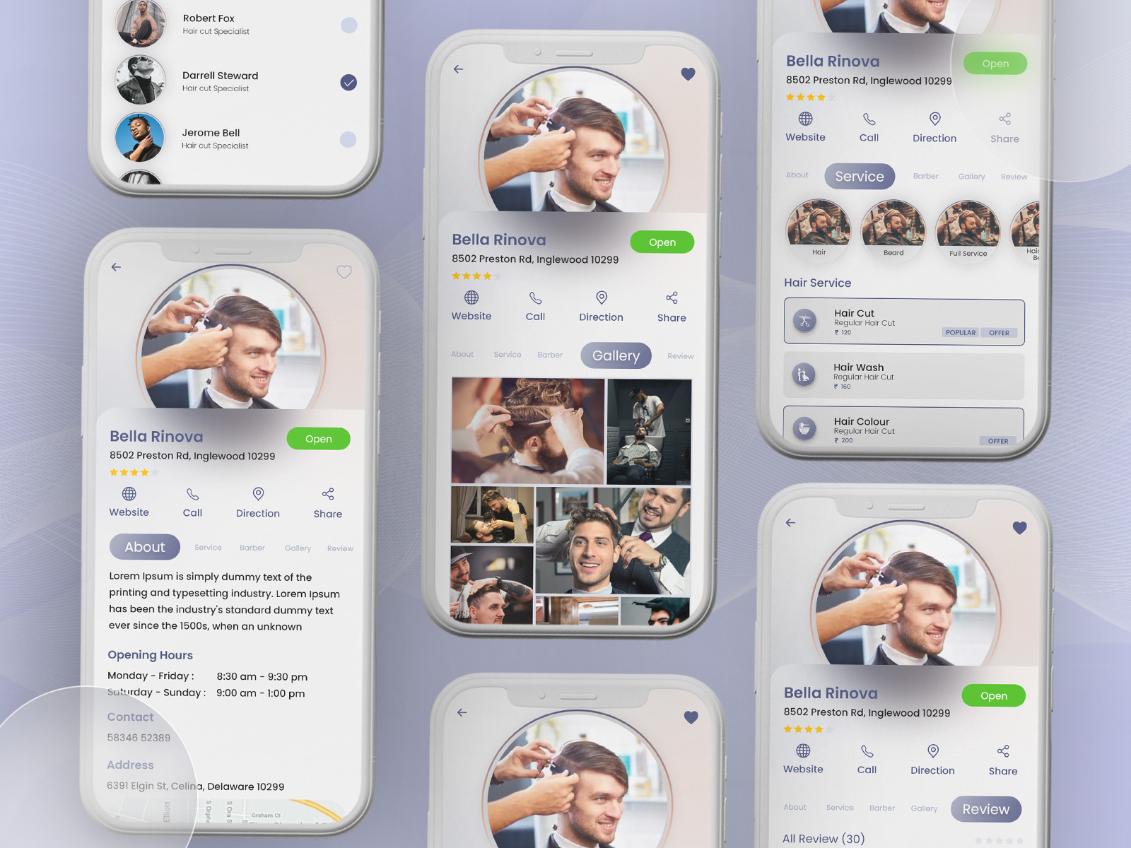 Barber Shop Apps UI Kit by Evenmore Infotech on Dribbble