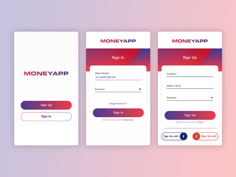 Sign Up / Sign In App Screen by Ahmed Pathan on Dribbble