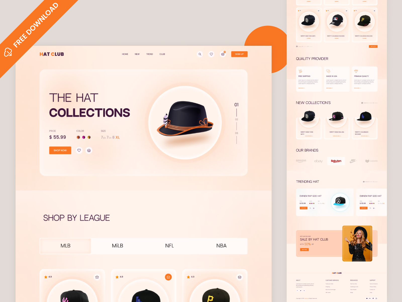 Freebie - Shopify Hat Landing Page UI by uixzone on Dribbble
