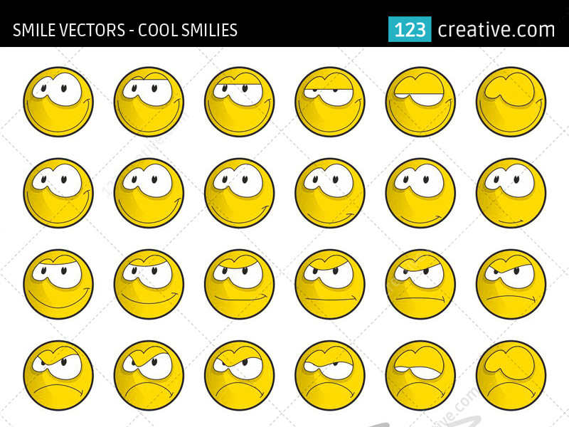 Smile vectors - cool smilies vector graphics by 123creative on Dribbble
