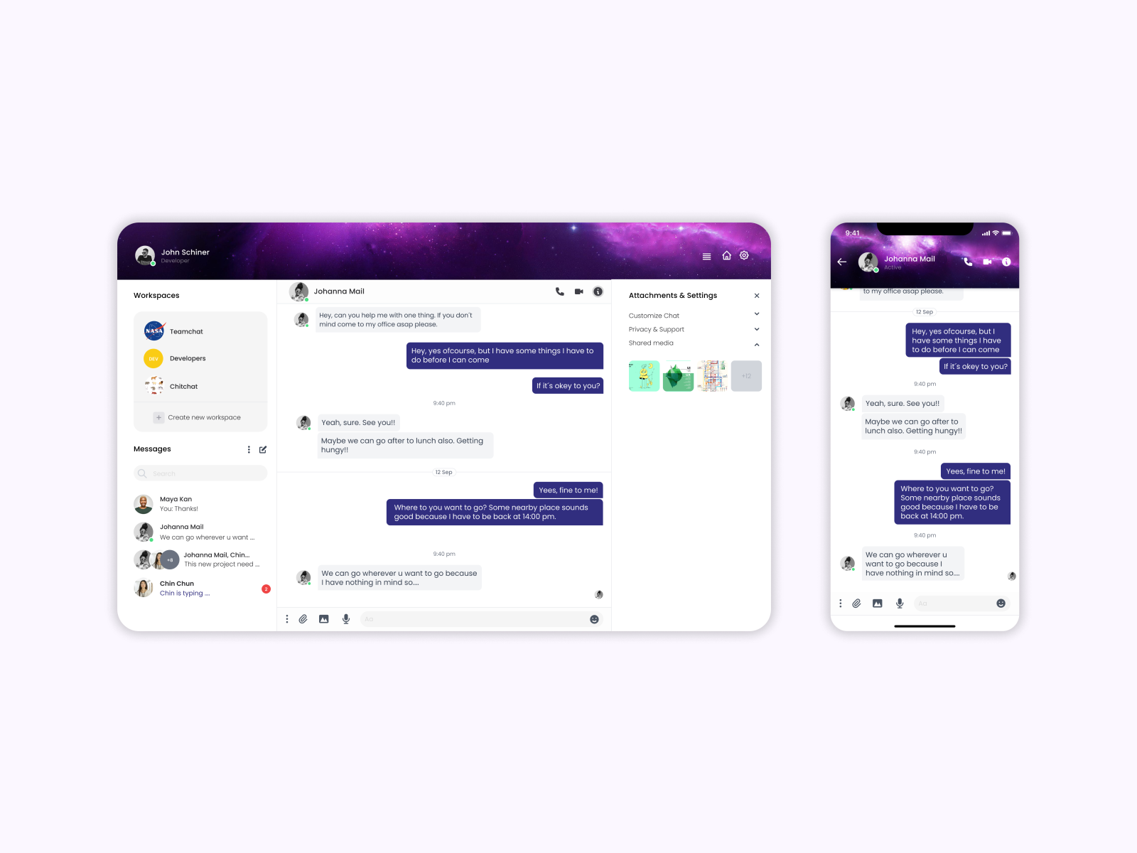 Chat Web App by Gisela O on Dribbble