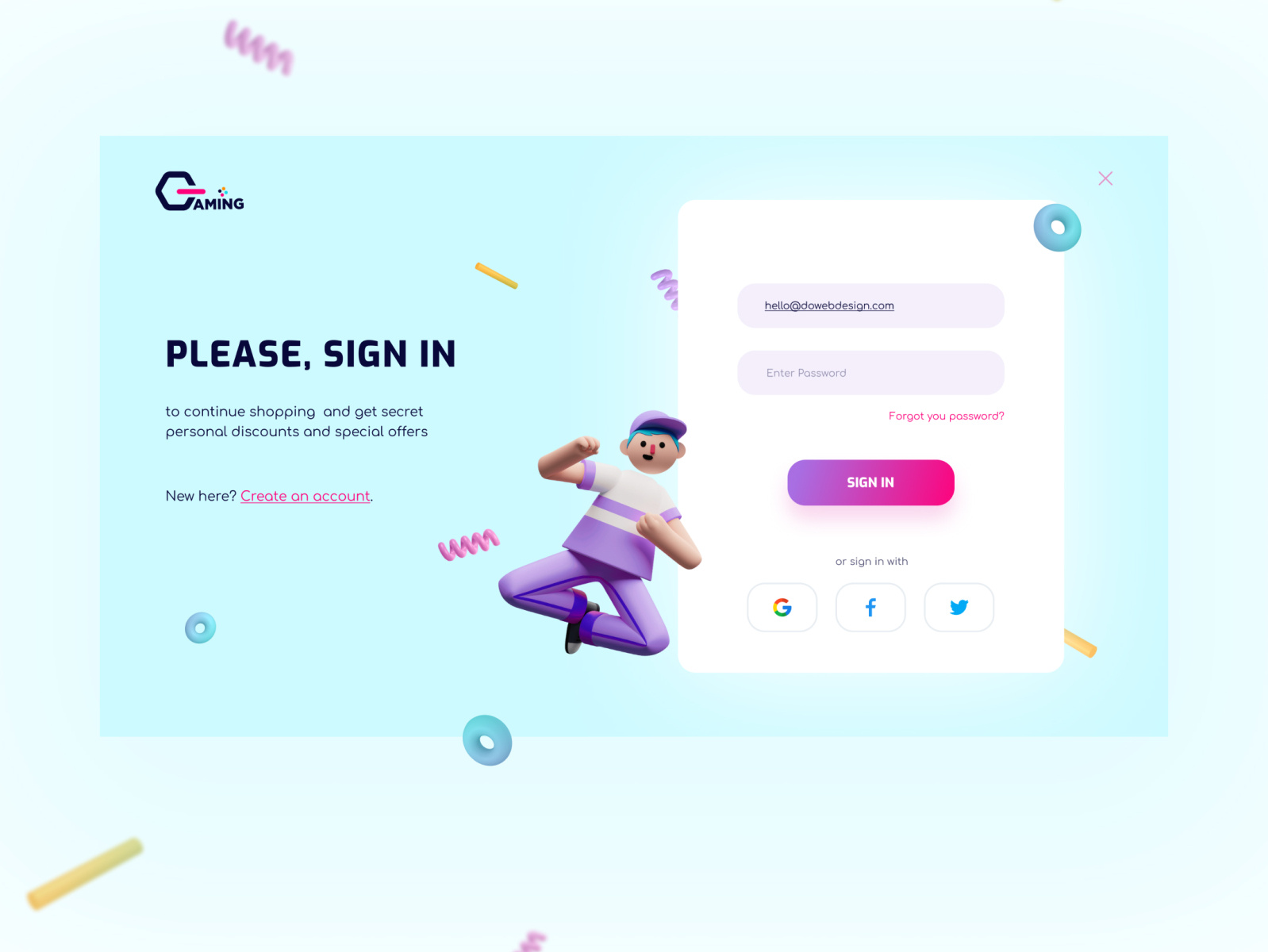 Sign in form for an online store GAMING by Anna Dolgushina on Dribbble