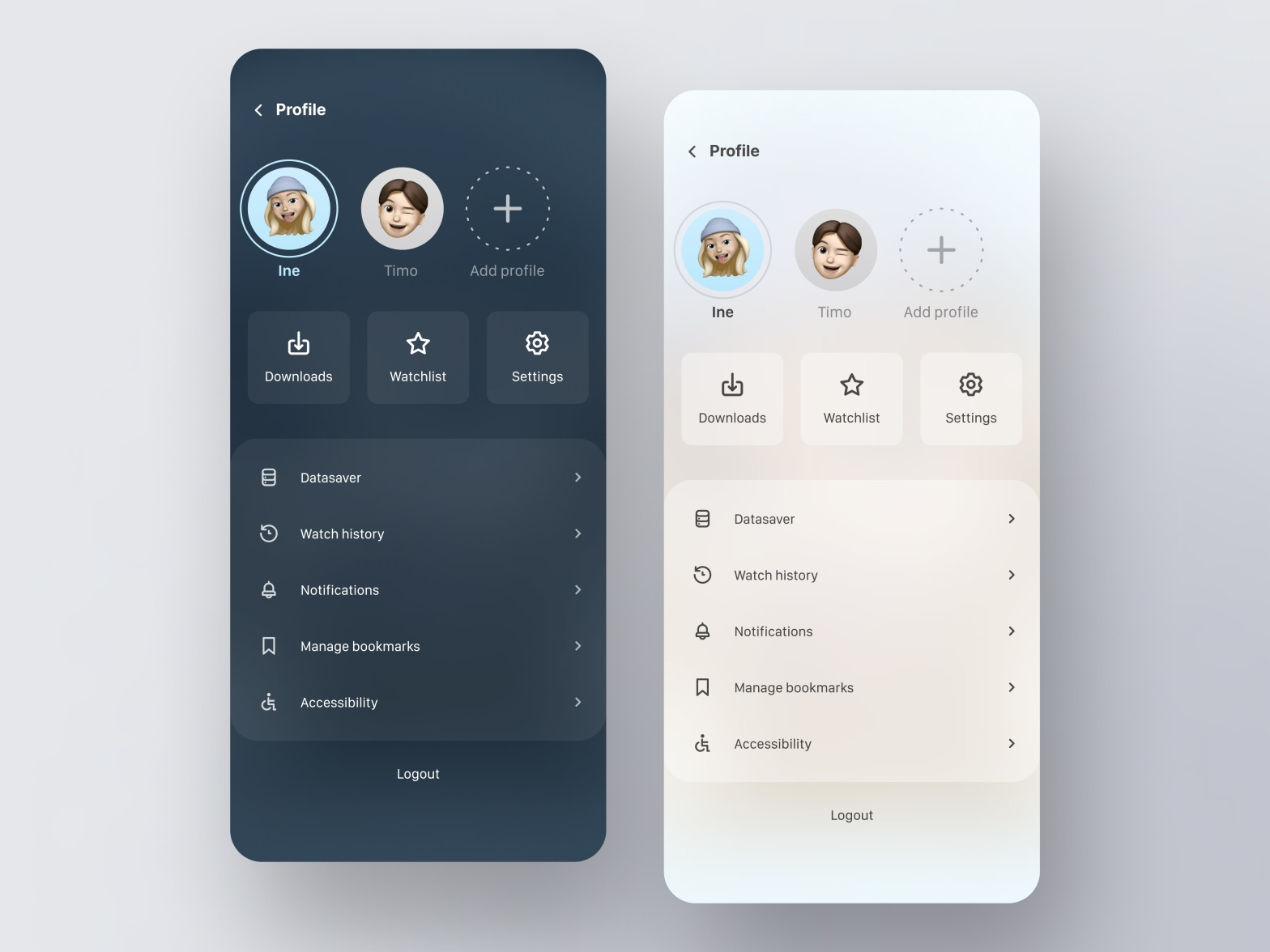 Profile page - video app by Timo Meyvisch on Dribbble