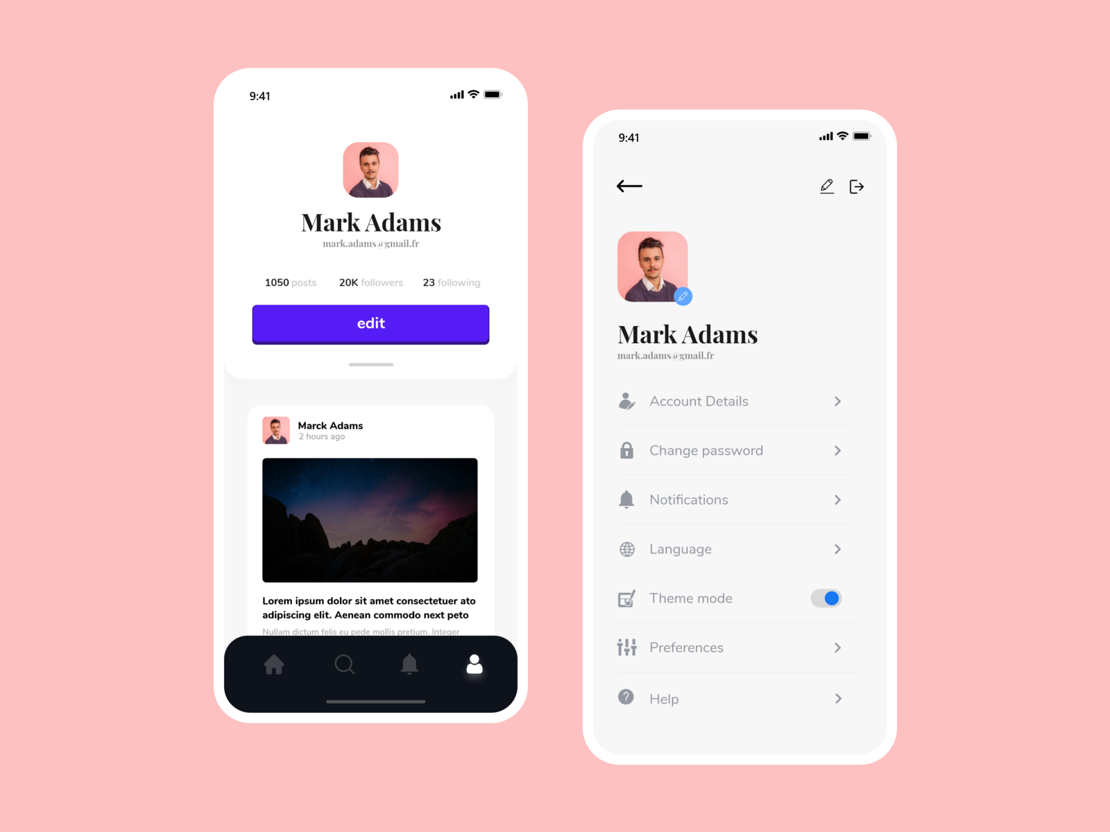 Profile UI Design by Oussama ELBAZ on Dribbble