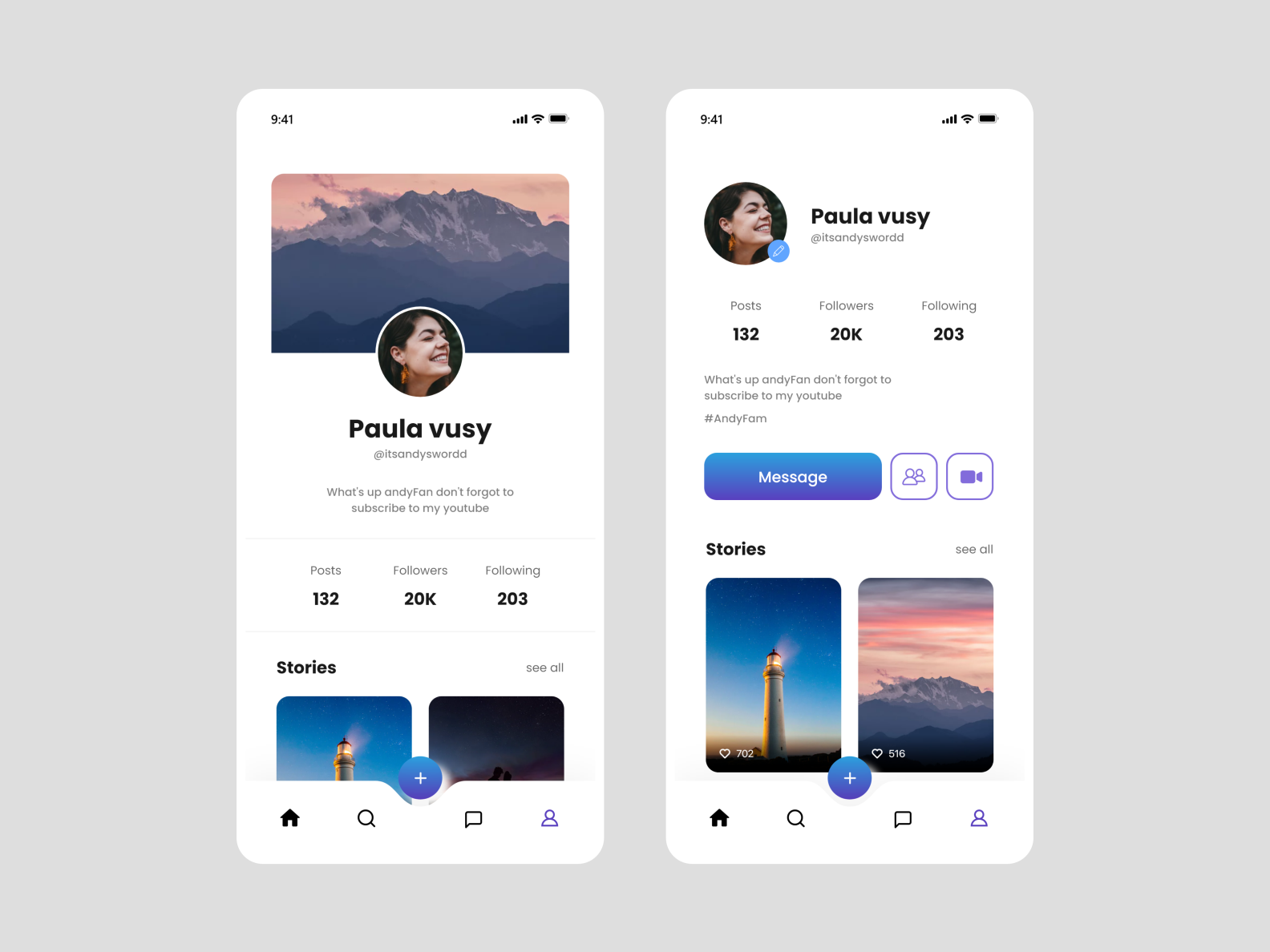Profile App UI by Oussama ELBAZ on Dribbble