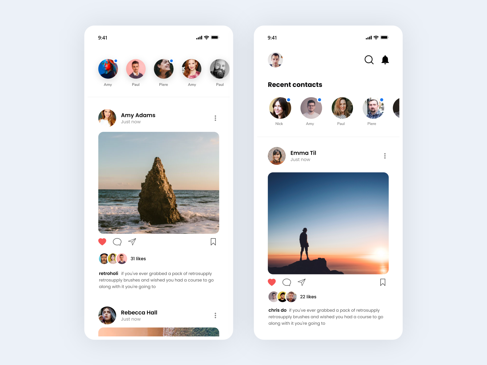 Social app ui design by Oussama ELBAZ on Dribbble