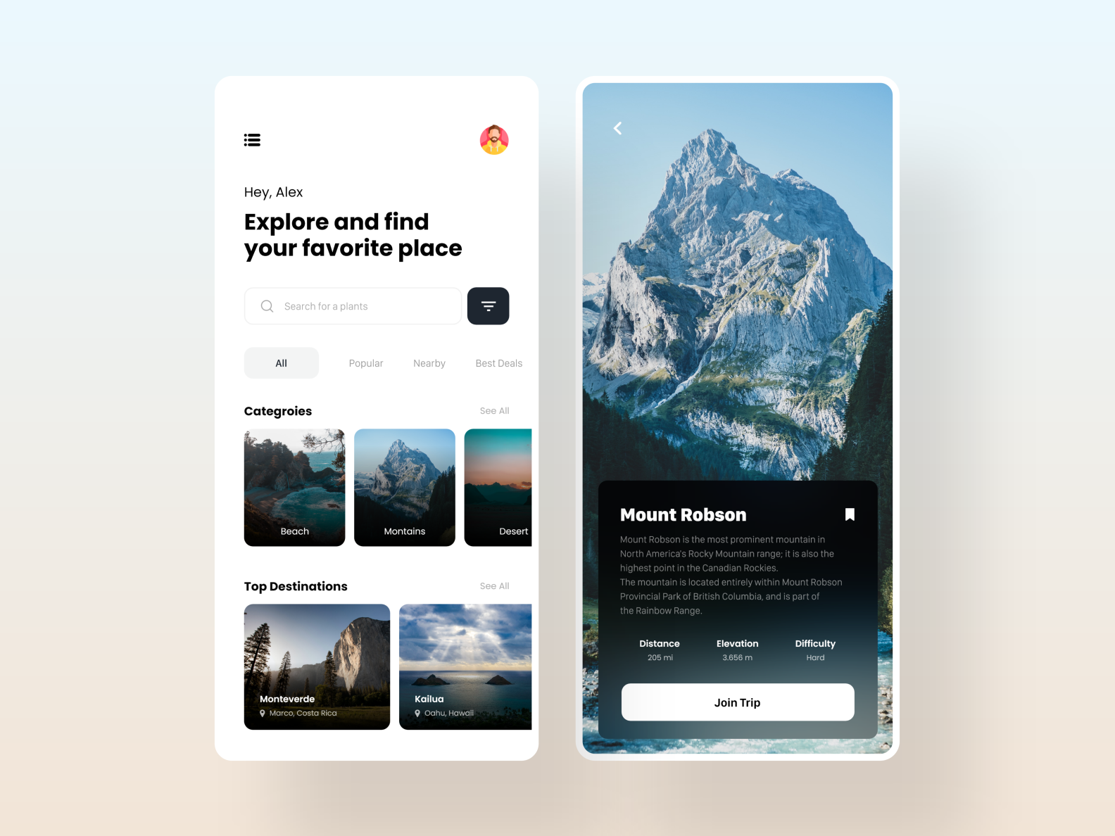 Travel App Design by Oussama ELBAZ on Dribbble