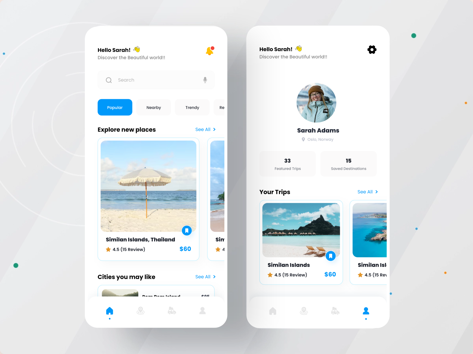 Travel App by Oussama ELBAZ on Dribbble