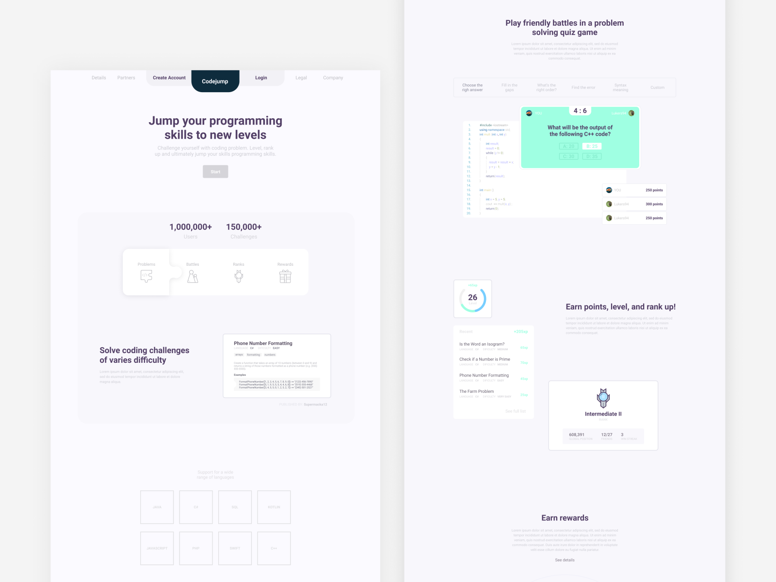 Programming Challenges | Landing Page Concept 1.A by Colin Farkas on ...