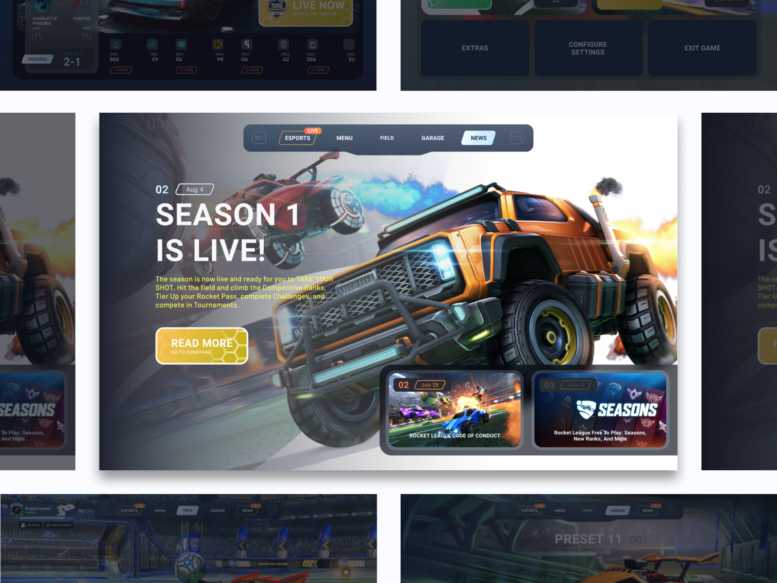 Rocketleague UI Redesign Concept | Screen 1/5 by Colin Farkas on Dribbble