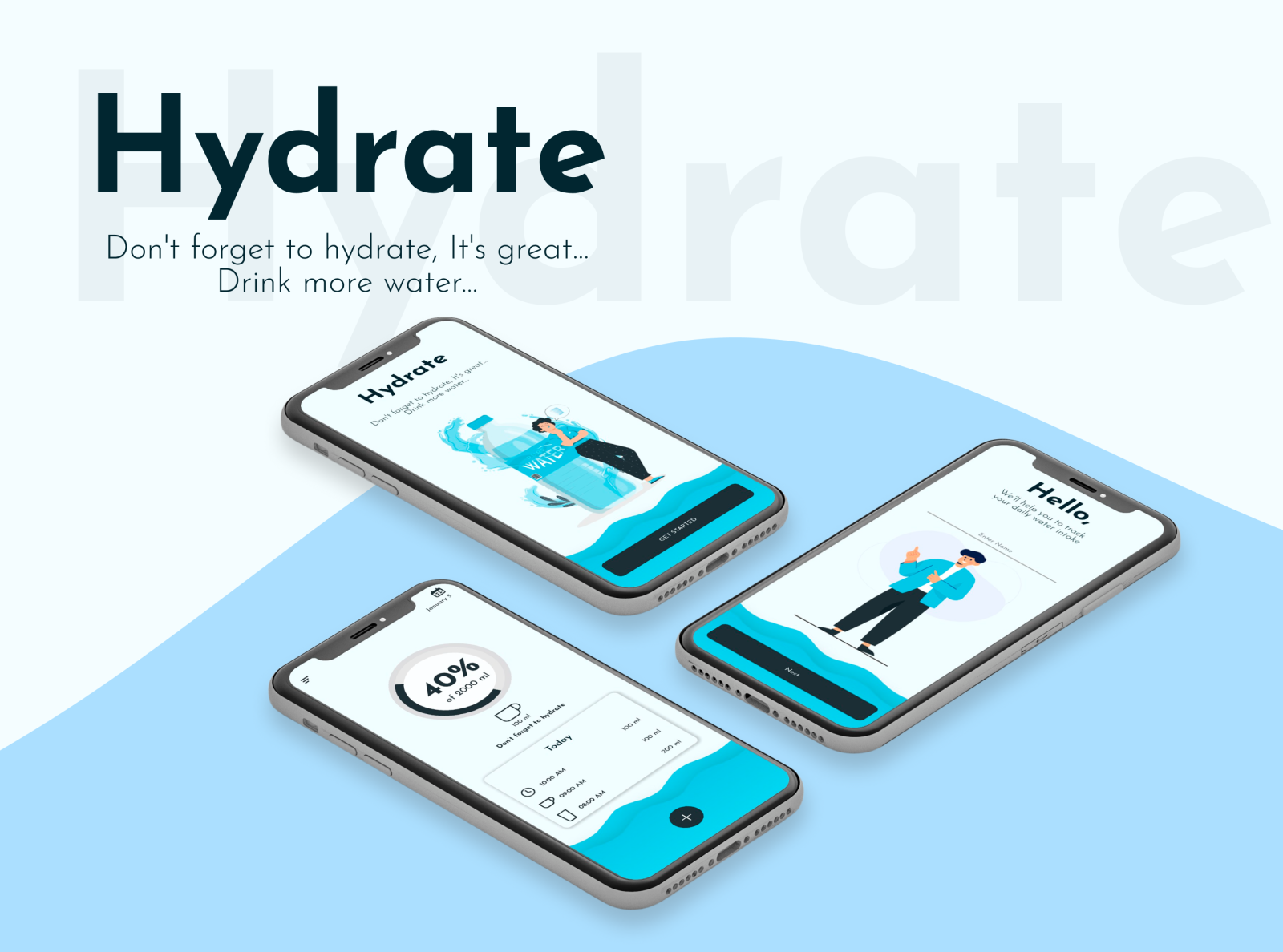 water drinking reminder app ui by Margini Shenmare on Dribbble