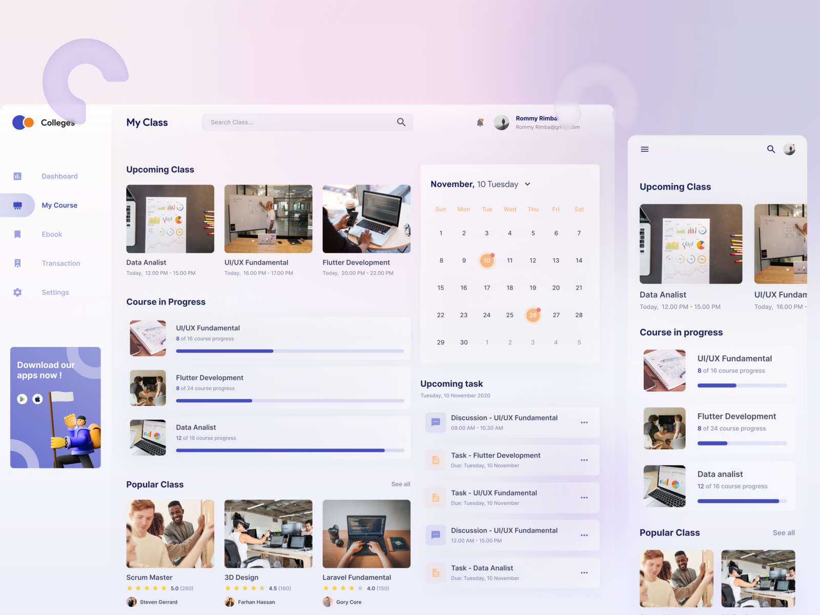 Collages - Dashboard - My course - Responsive by Kurnia Majid for ...