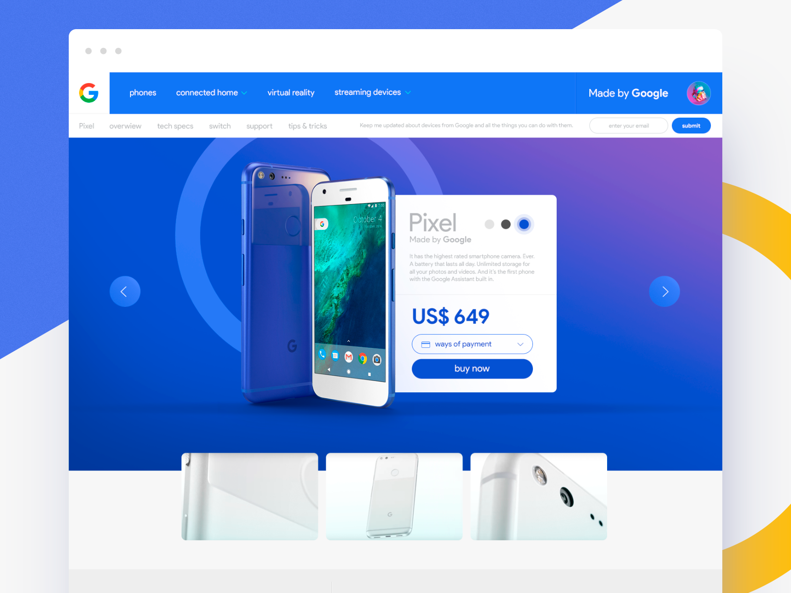 Google Pixel Landing Page Redesign Concept by Alisson Rochinski on Dribbble