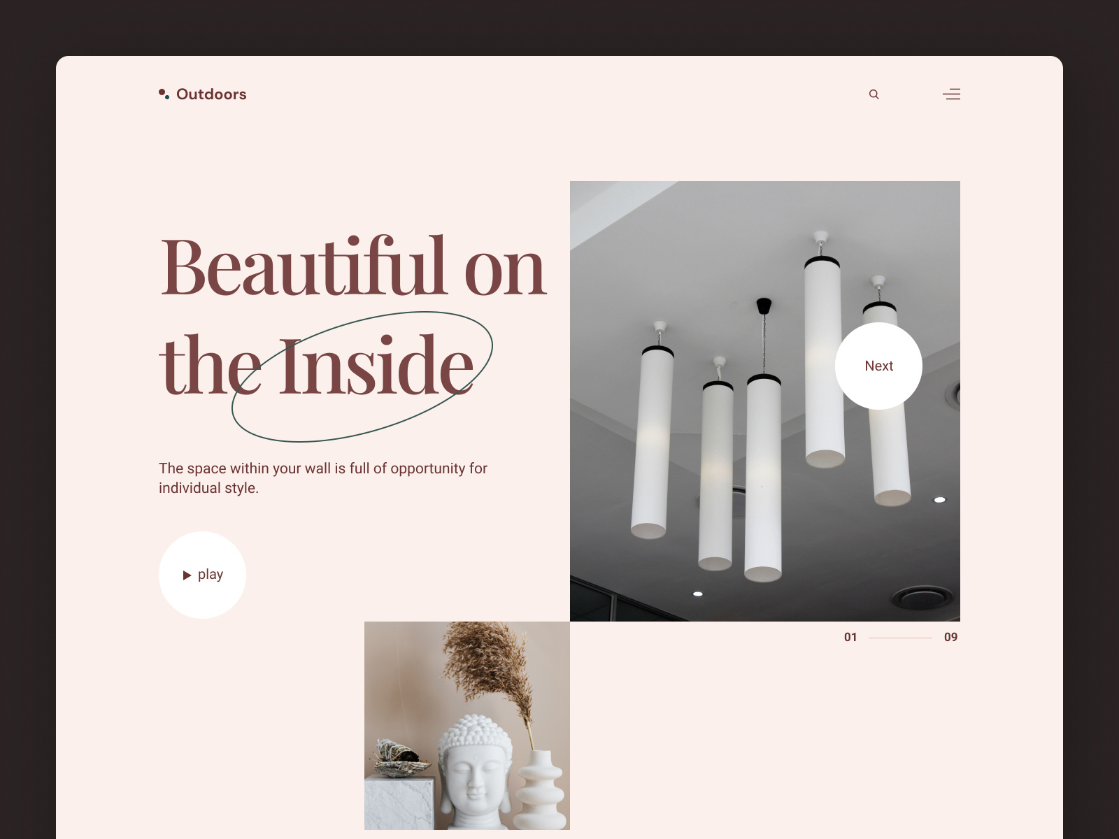Interior Designer Website Header by Bytes Technolab Inc. on Dribbble