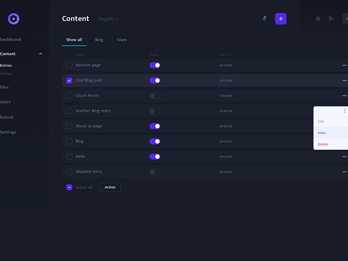 Light CMS Admin Interface by Aaron Iker on Dribbble