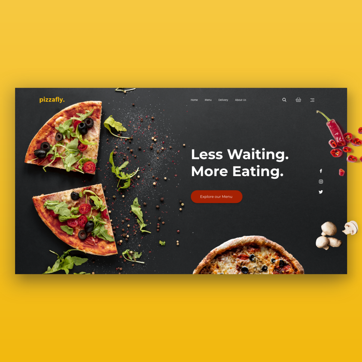 Pizzafly - Pizza delivery site by Renatka Remeňová on Dribbble