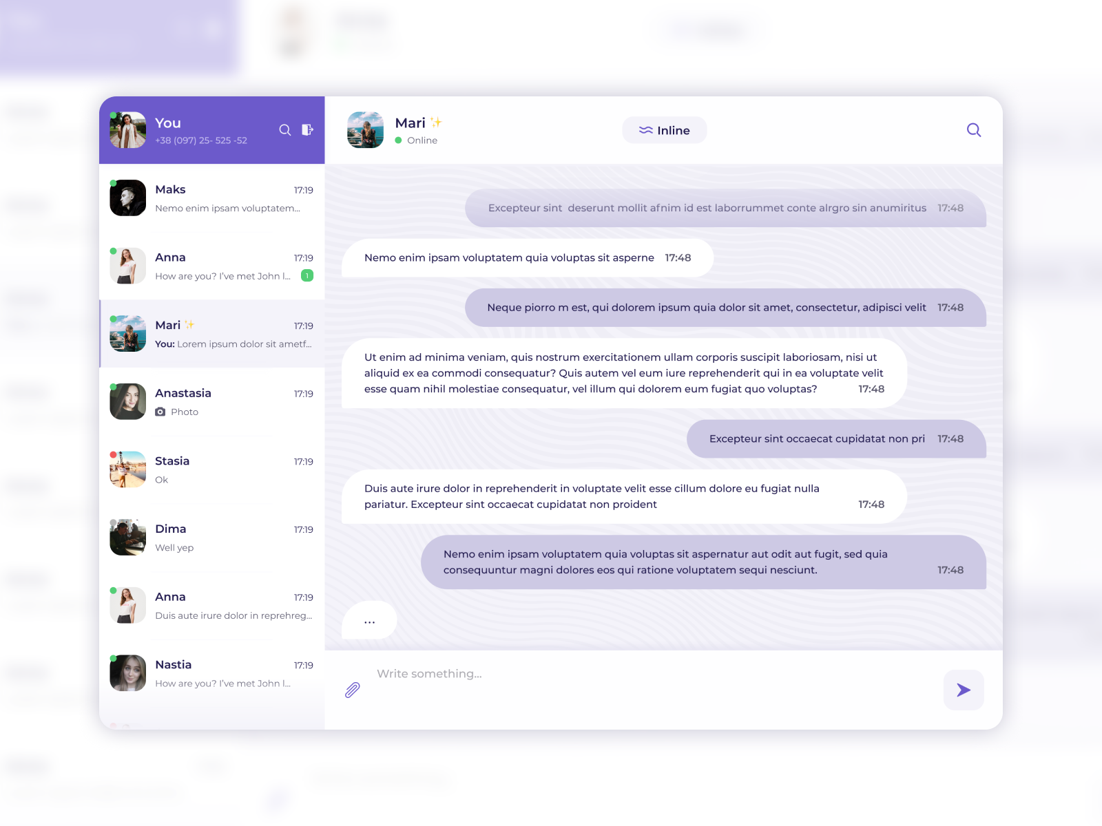 Chat interface by Tania Bator on Dribbble