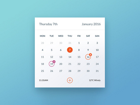 Calendar by Piotr Adam Kwiatkowski on Dribbble
