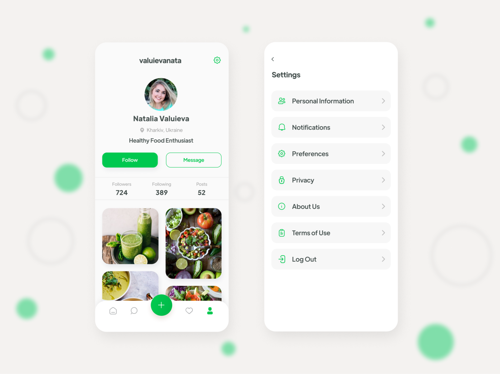 Daily UI 006 & 007 - User Profile & Settings by Natalia Valuieva on ...