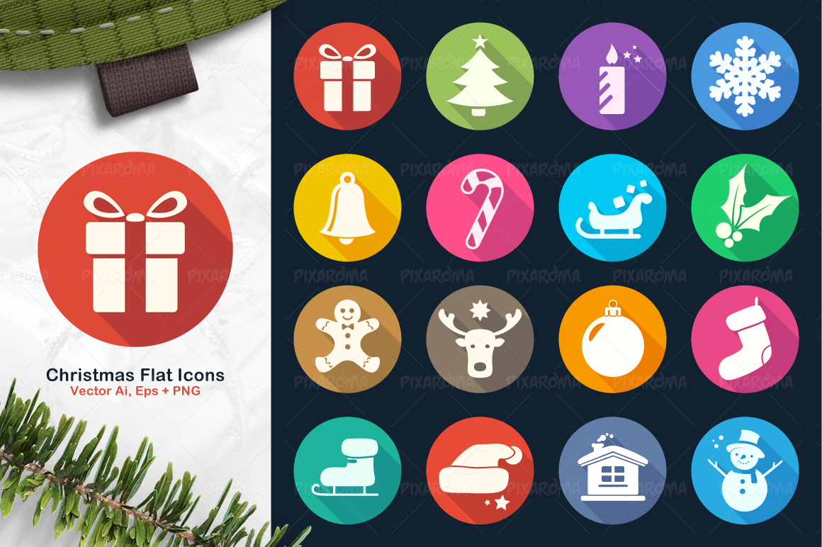 Christmas Flat Icons Set 2 by pixaroma on Dribbble