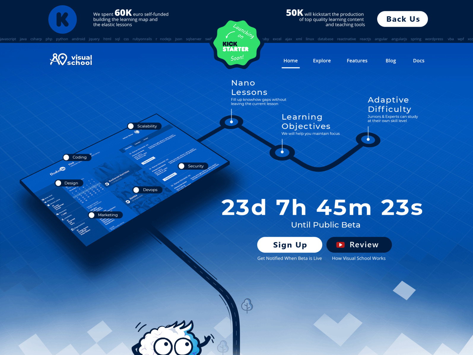 Kickstarter Banner on Homepage by Visual School on Dribbble