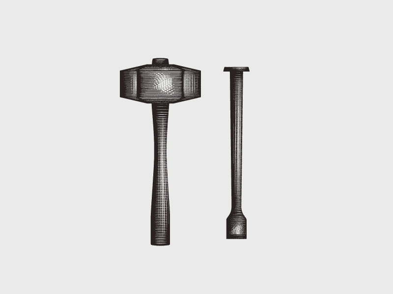 Hammer and chisel by Matthew Smith on Dribbble