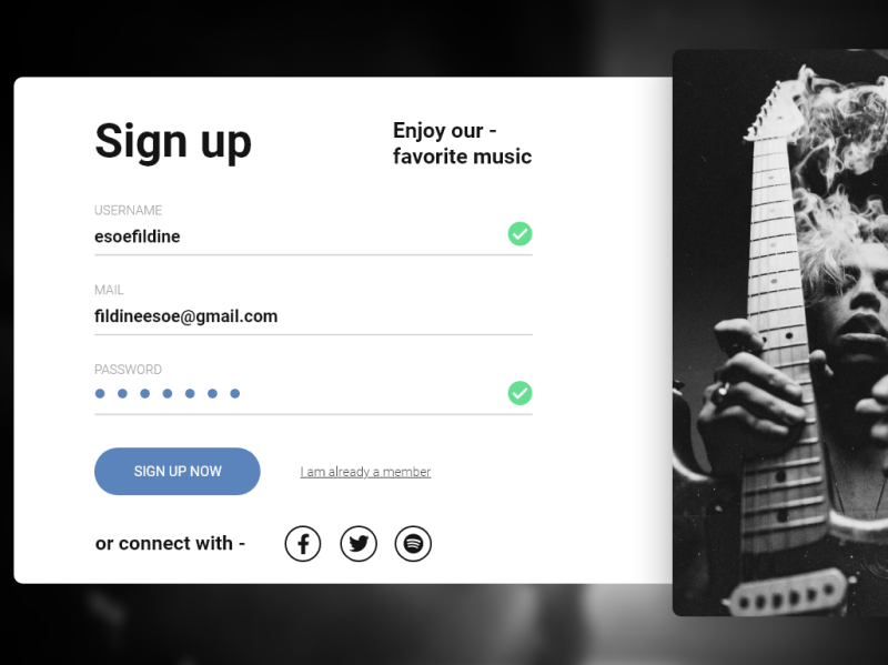 SIGN UP page design by esoe fildine on Dribbble