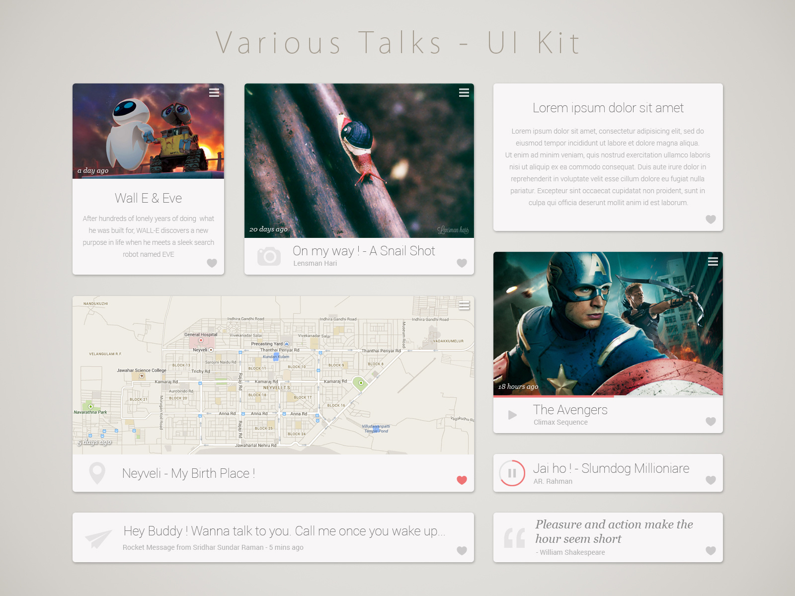 Various Talks - UI Kit by Hariharan Anbazhagan on Dribbble
