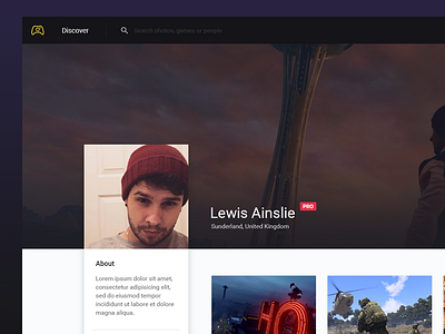 Profile Page by Lewis Ainslie on Dribbble