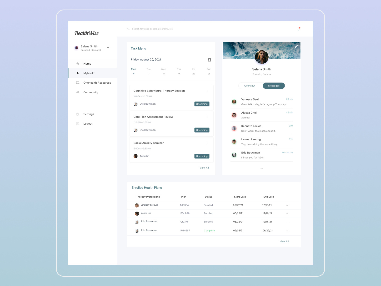 MyHealth Dashboard UI by Brett Cooper on Dribbble