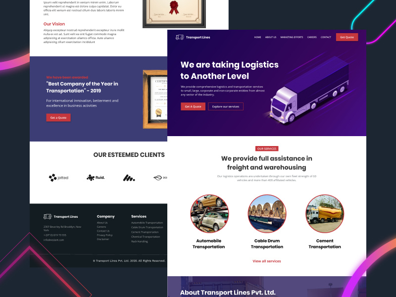 Transportation Website Landing Page Design by Karan Kansara on Dribbble