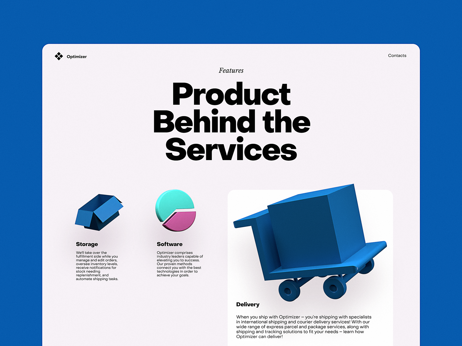 Features Webpage with 3D Graphics by tubik on Dribbble