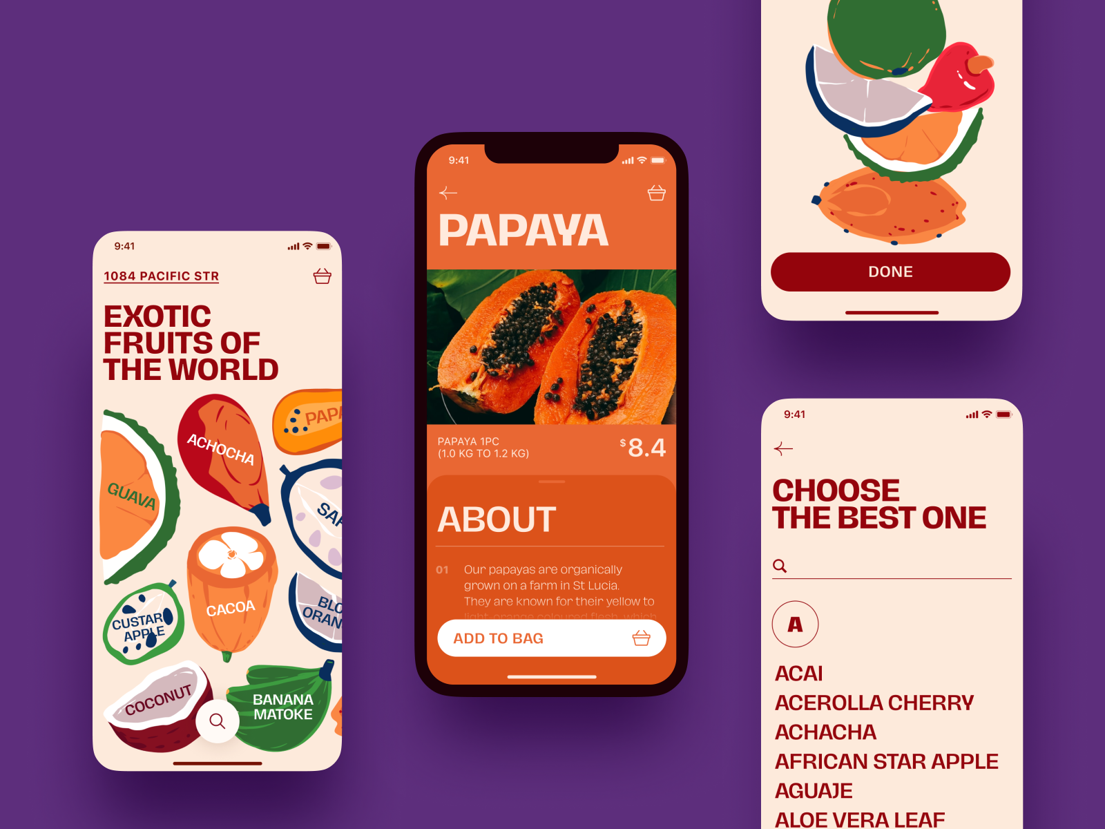 Exotic Fruit App Screens by tubik on Dribbble