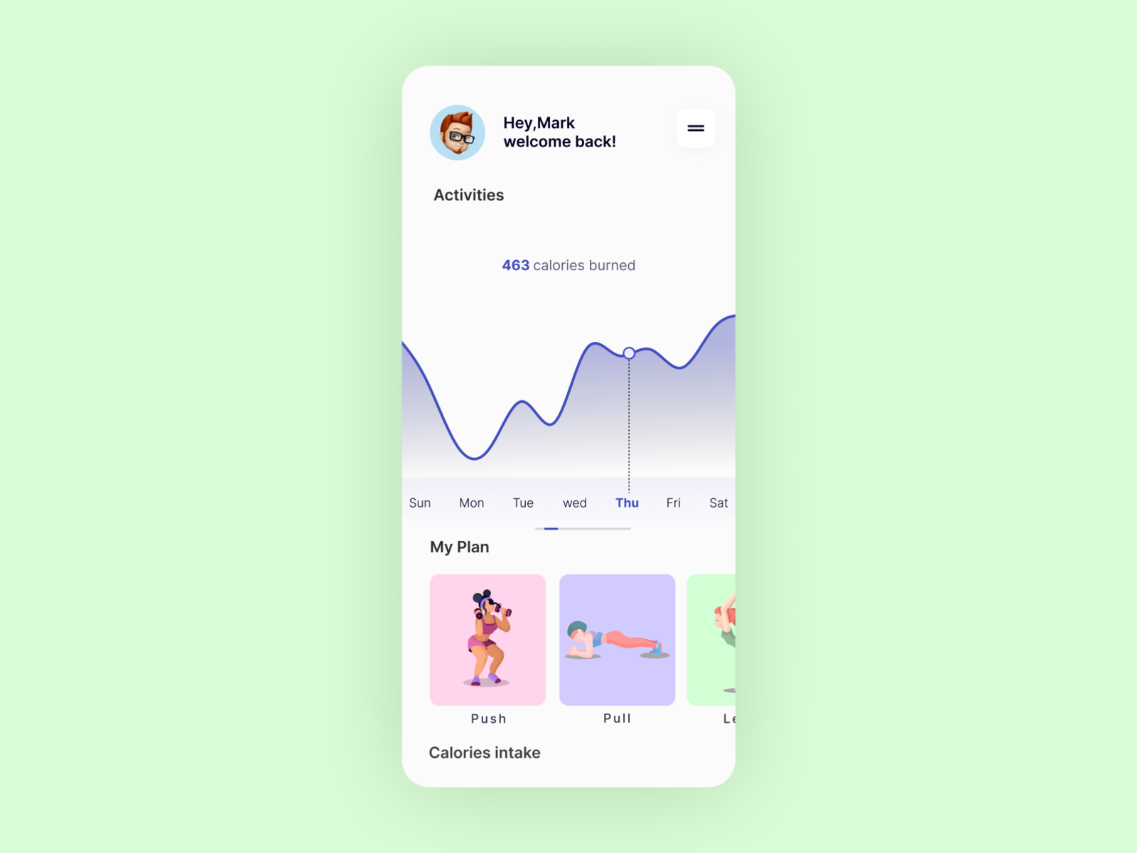 Calorie tracker app UI by Pavithran N on Dribbble