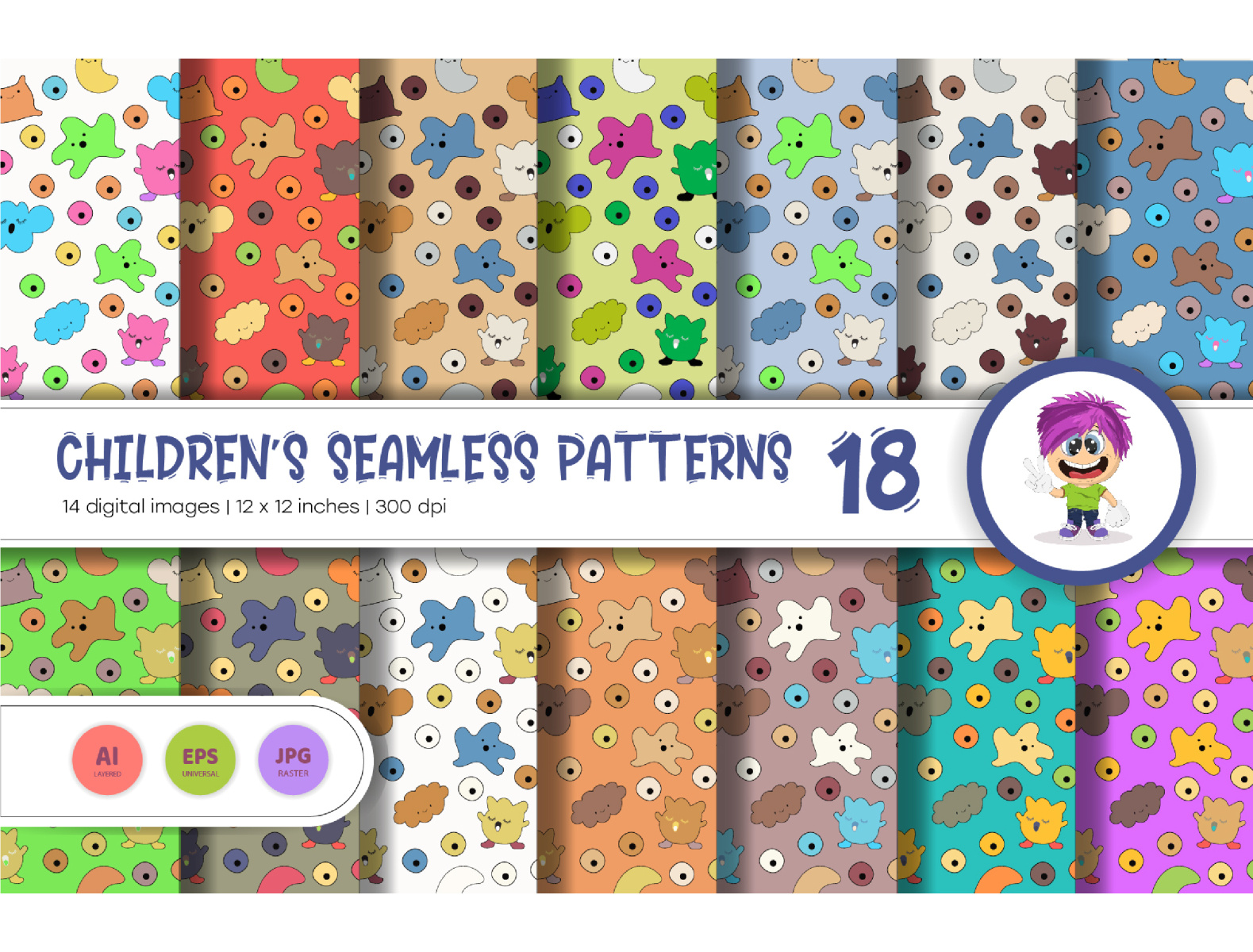 Cute Baby Seamless Patterns 18. Digital Paper by Andrey KENO on Dribbble